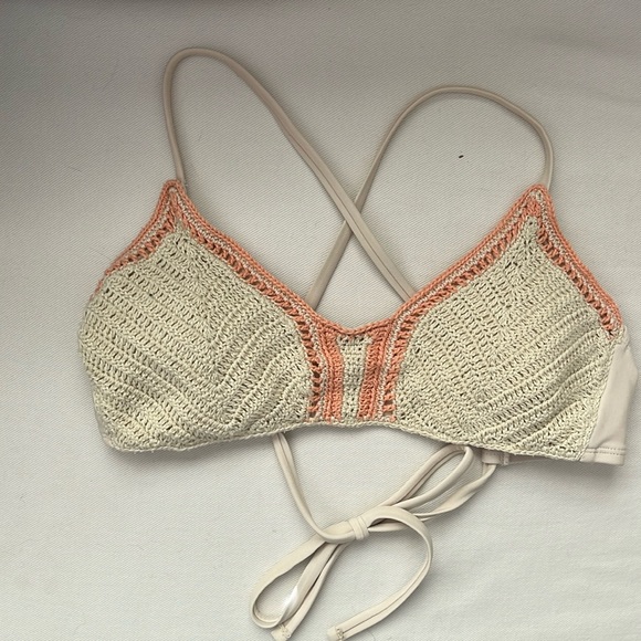 Swim | Knit Cream Crossback Bikini Top | Poshmark